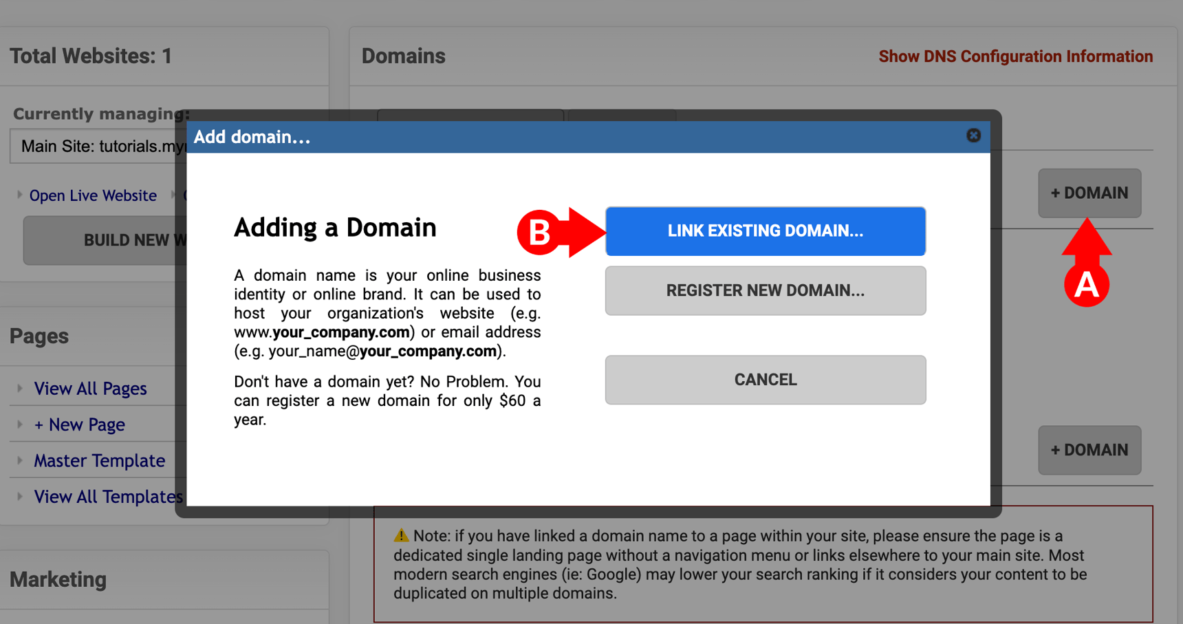 How to add a domain name?