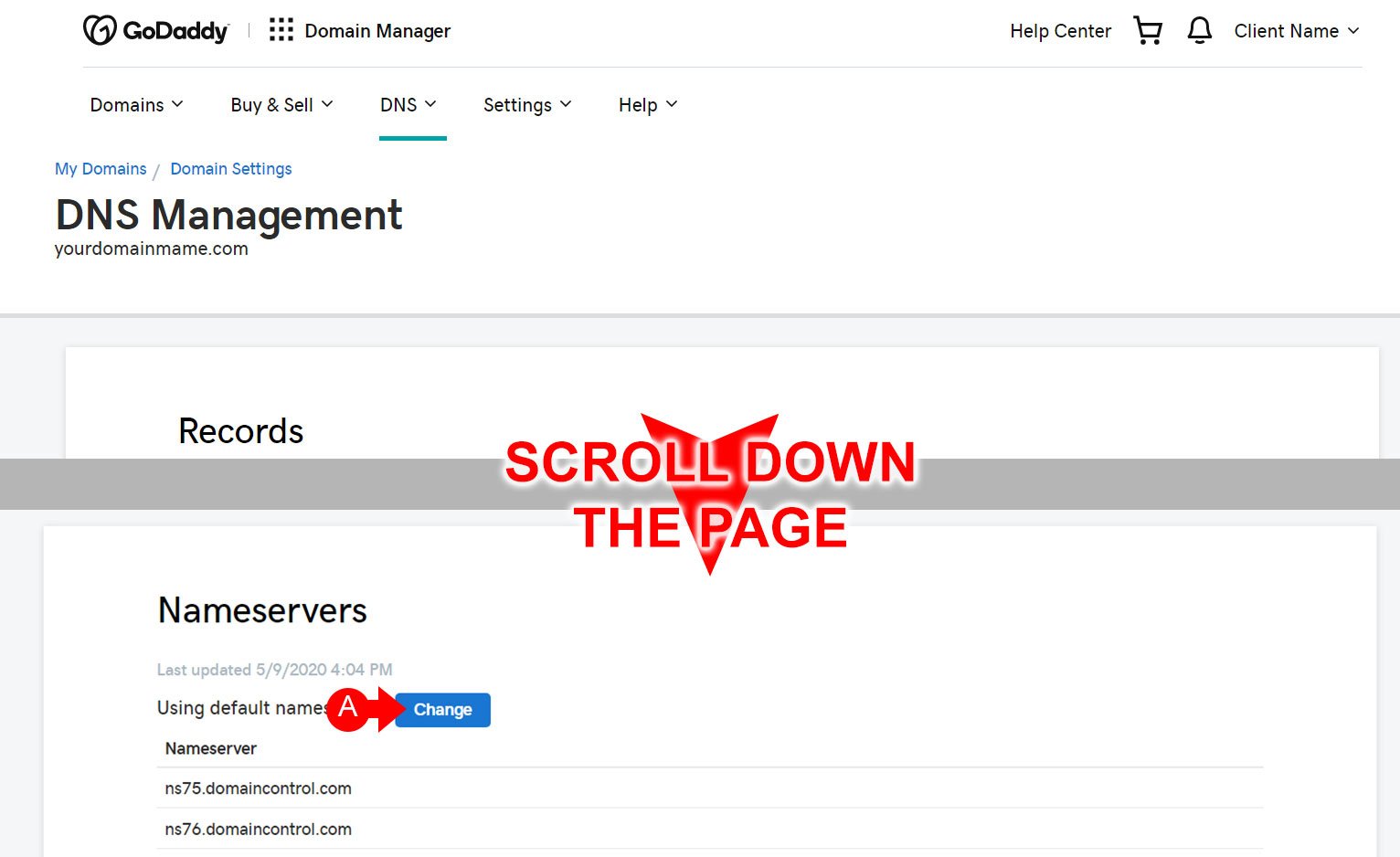 How do I change my name servers on my domain at GoDaddy?