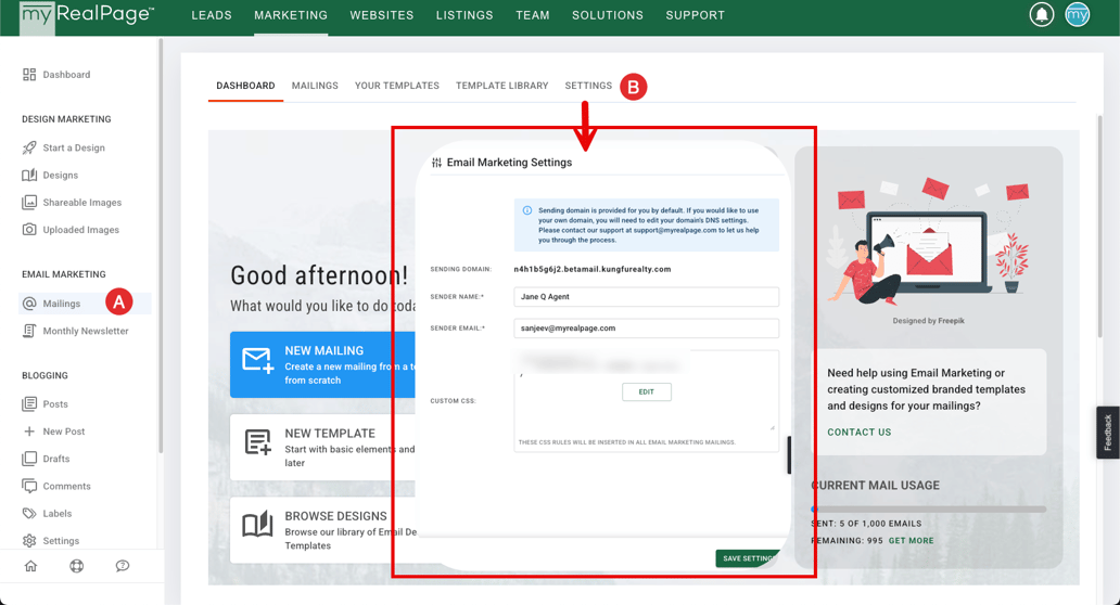 Email Marketing Settings
